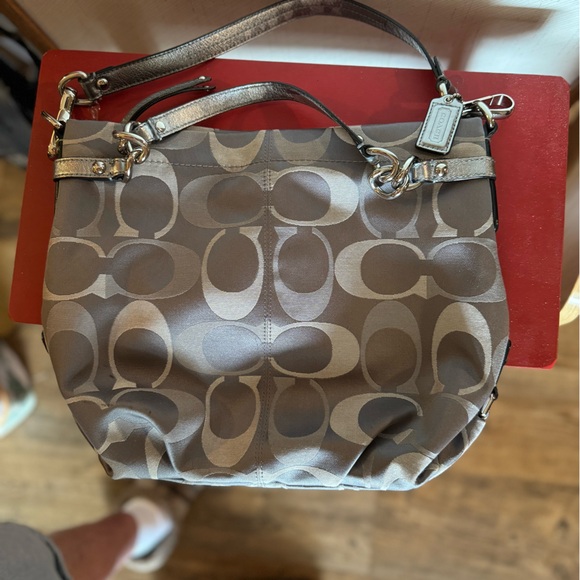 Coach | Bags | Coach Signature Gray Shoulder Handbag | Poshmark